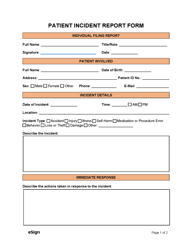 Free Patient Incident Report Form | PDF | Word
