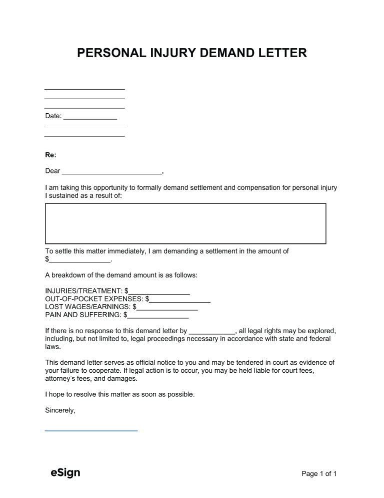 Free Personal Injury Demand Letter | PDF | Word
