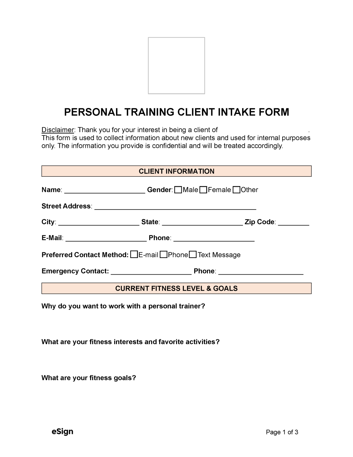 Free Life Coaching Client Intake Form | PDF | Word