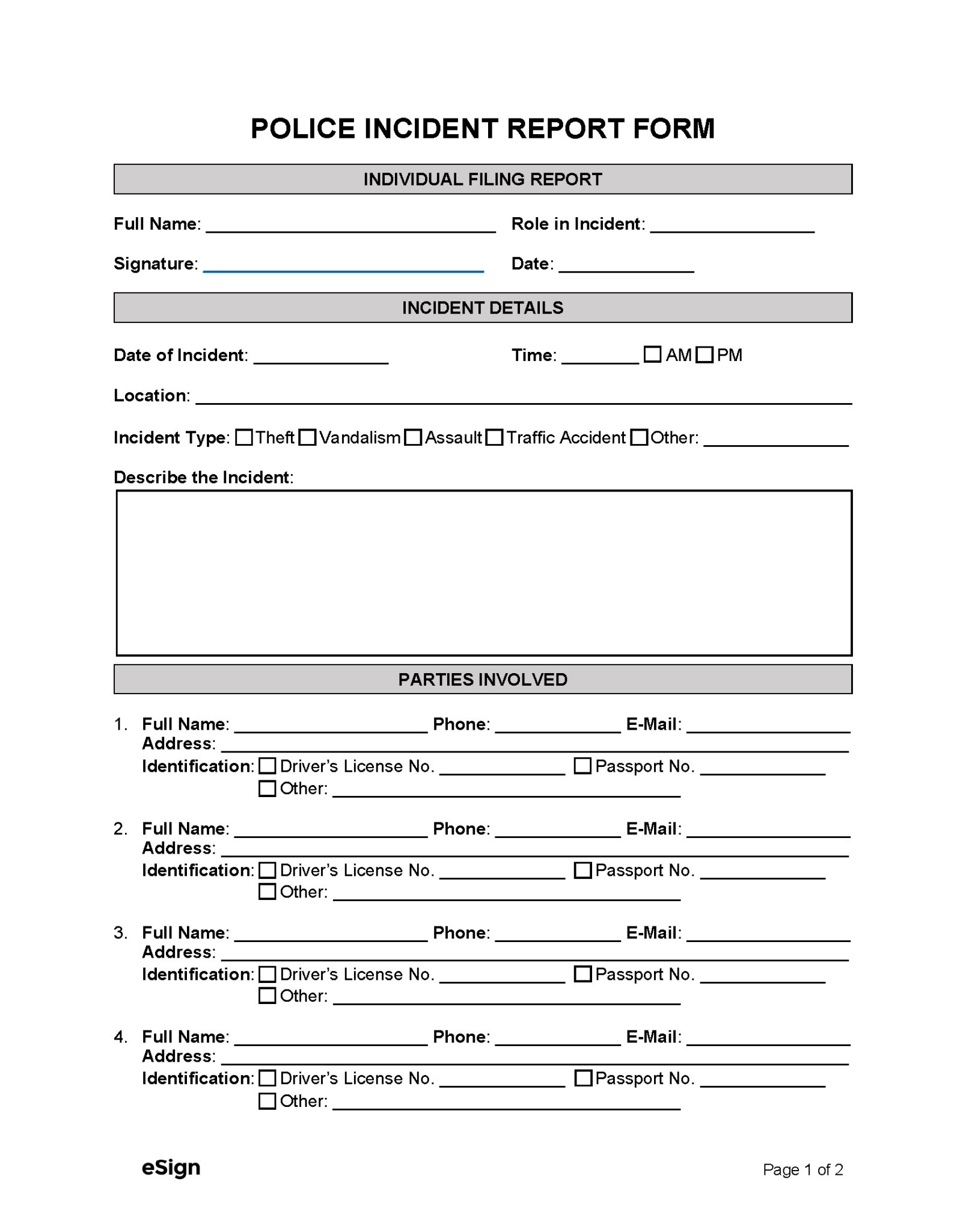 Free Security Guard Incident Report Template | PDF | Word
