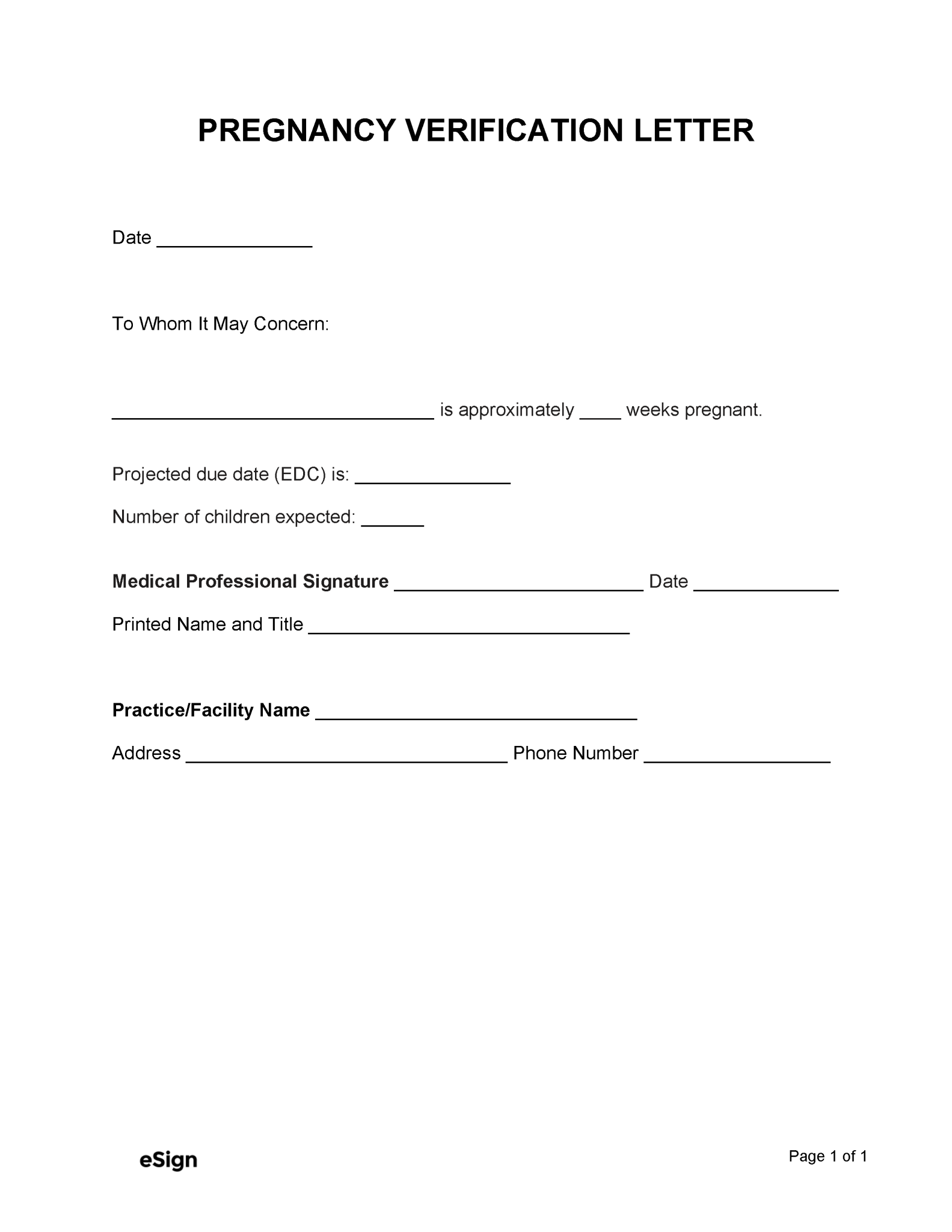 Free Pregnancy Verification Letter | PDF | Word