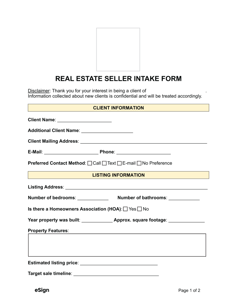 Free Real Estate Buyer Intake Form | PDF | Word