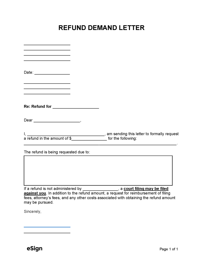 Free Refund Demand Letter Template | PDF | Word