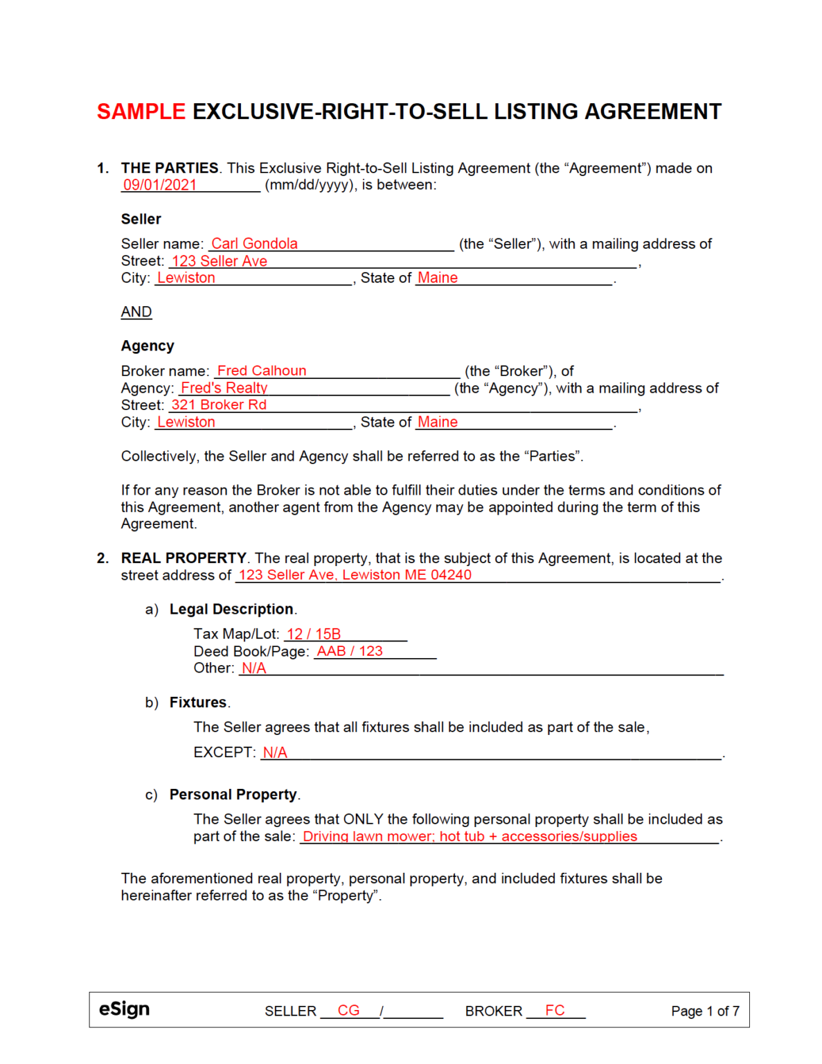 Free Exclusive Right-to-Sell Listing Agreement | PDF | Word