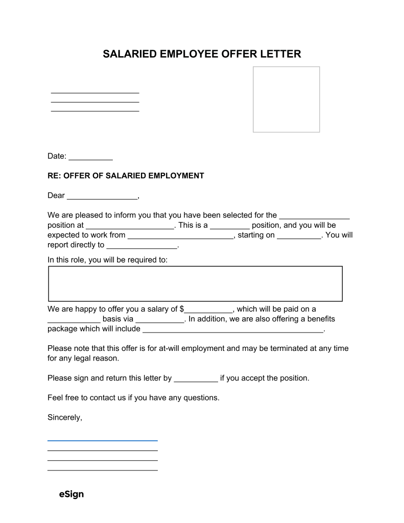 Free Salaried Employee Offer Letter | PDF | Word