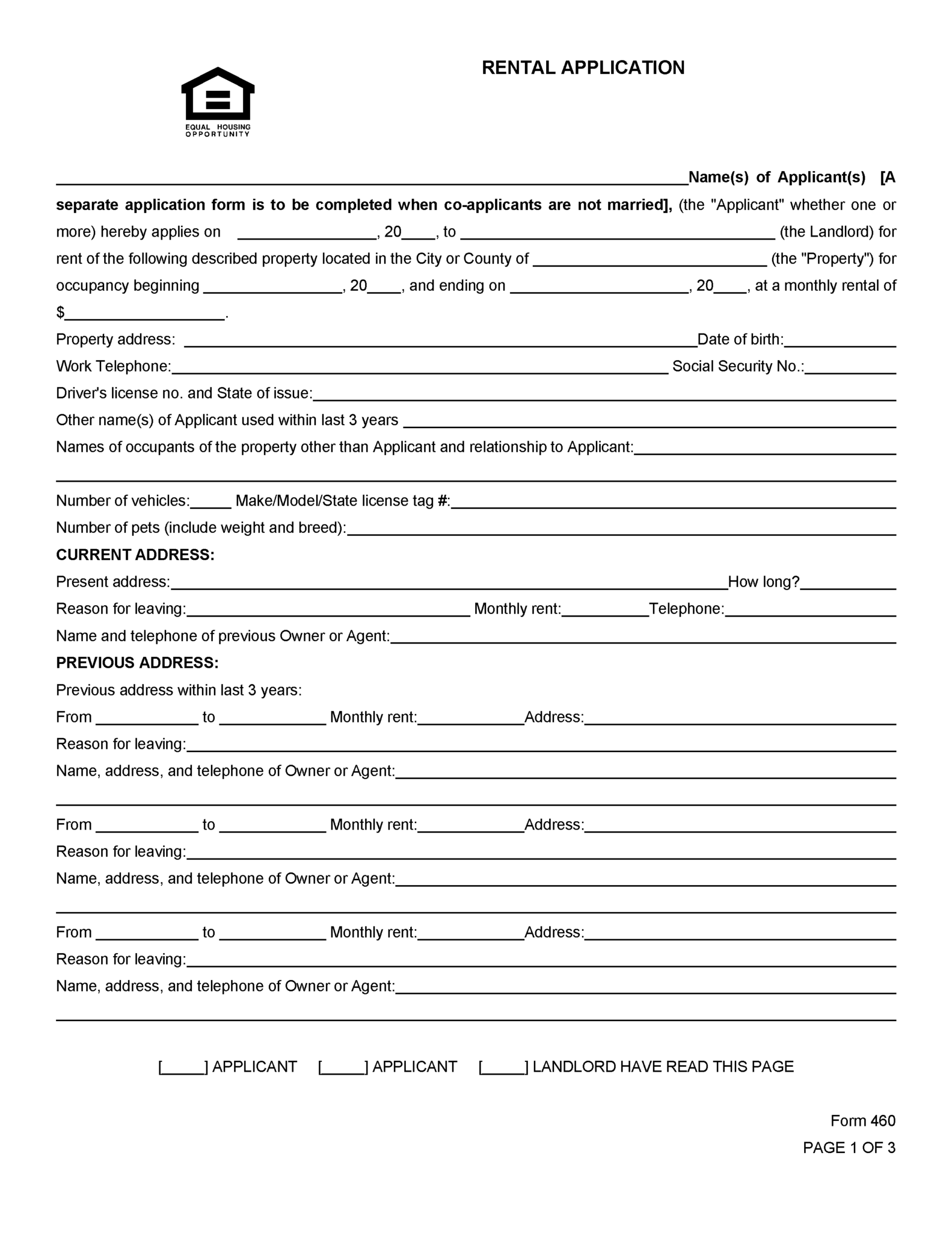 Free South Carolina Rental Application Form Template | PDF | Word