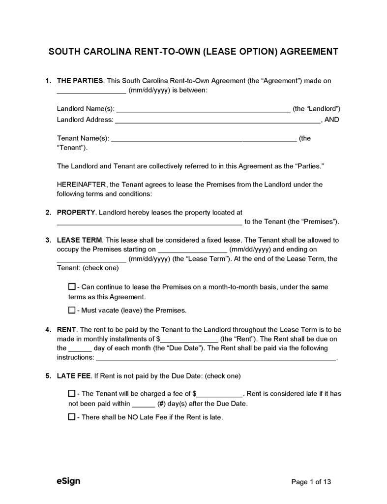 Free South Carolina Rental Lease Agreement Templates (6) | PDF | Word