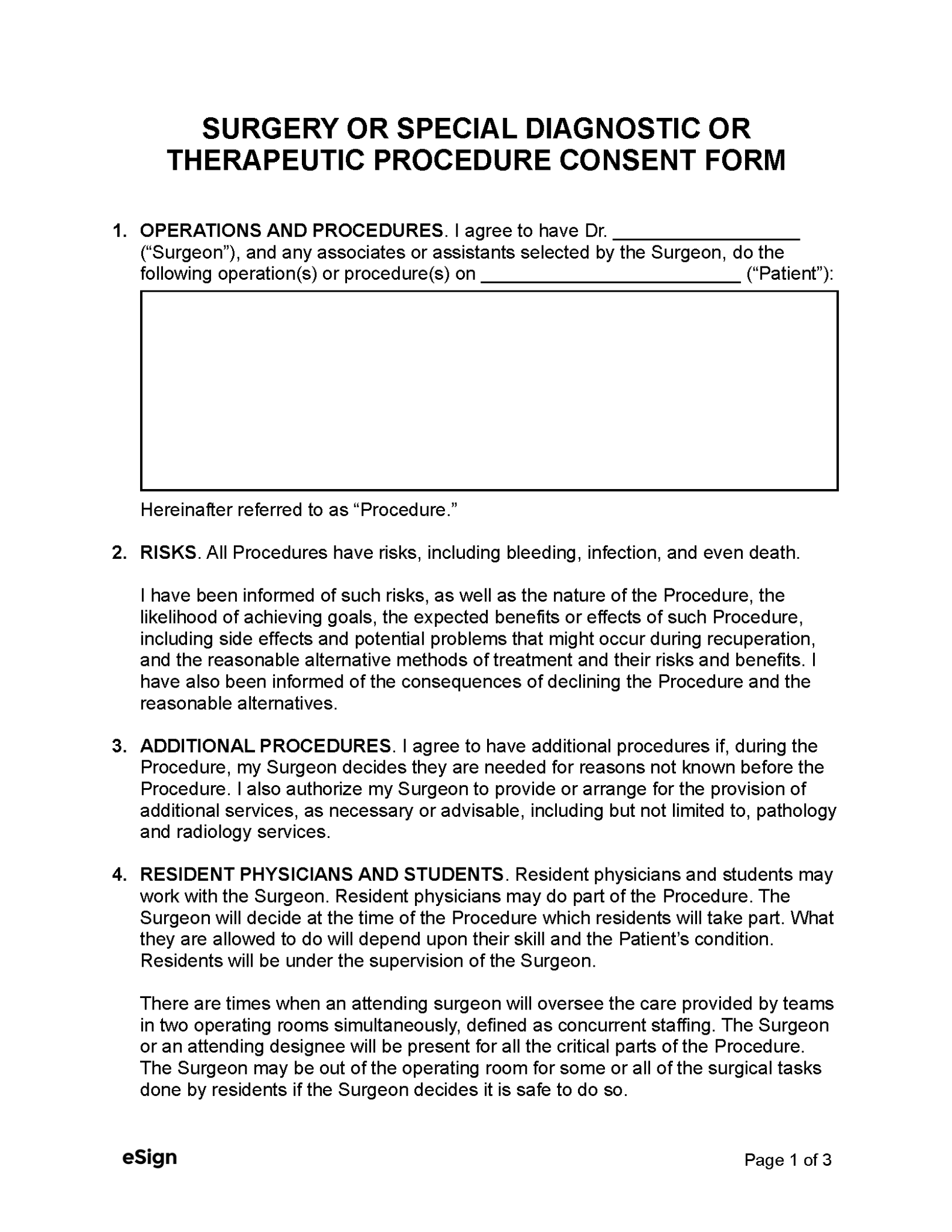 Free Consent for Medical Treatment Form | PDF | Word