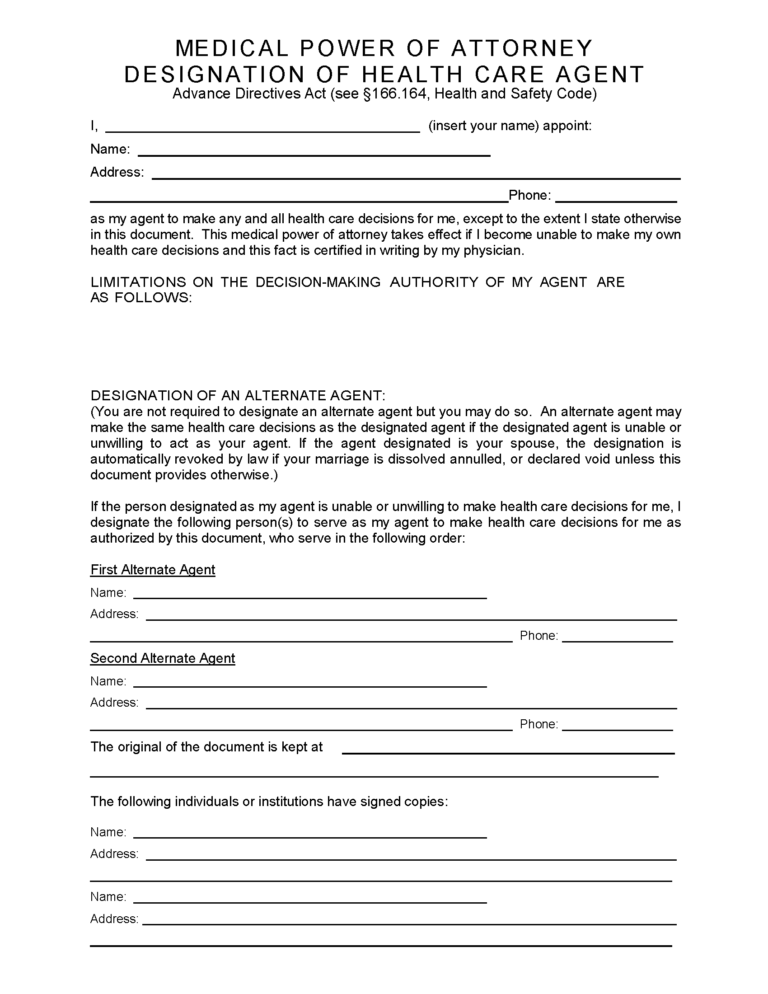 Free Texas Advance Directive Form | PDF