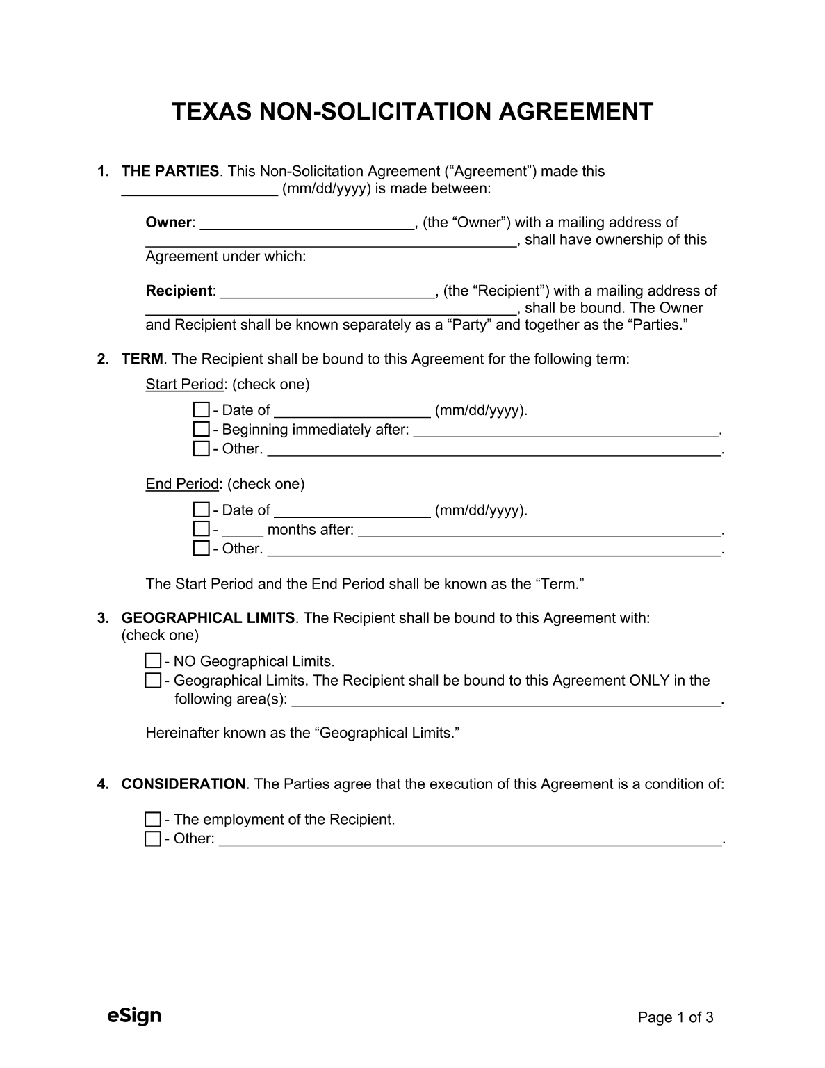 Free Texas Non-Compete Agreement Template | PDF | Word