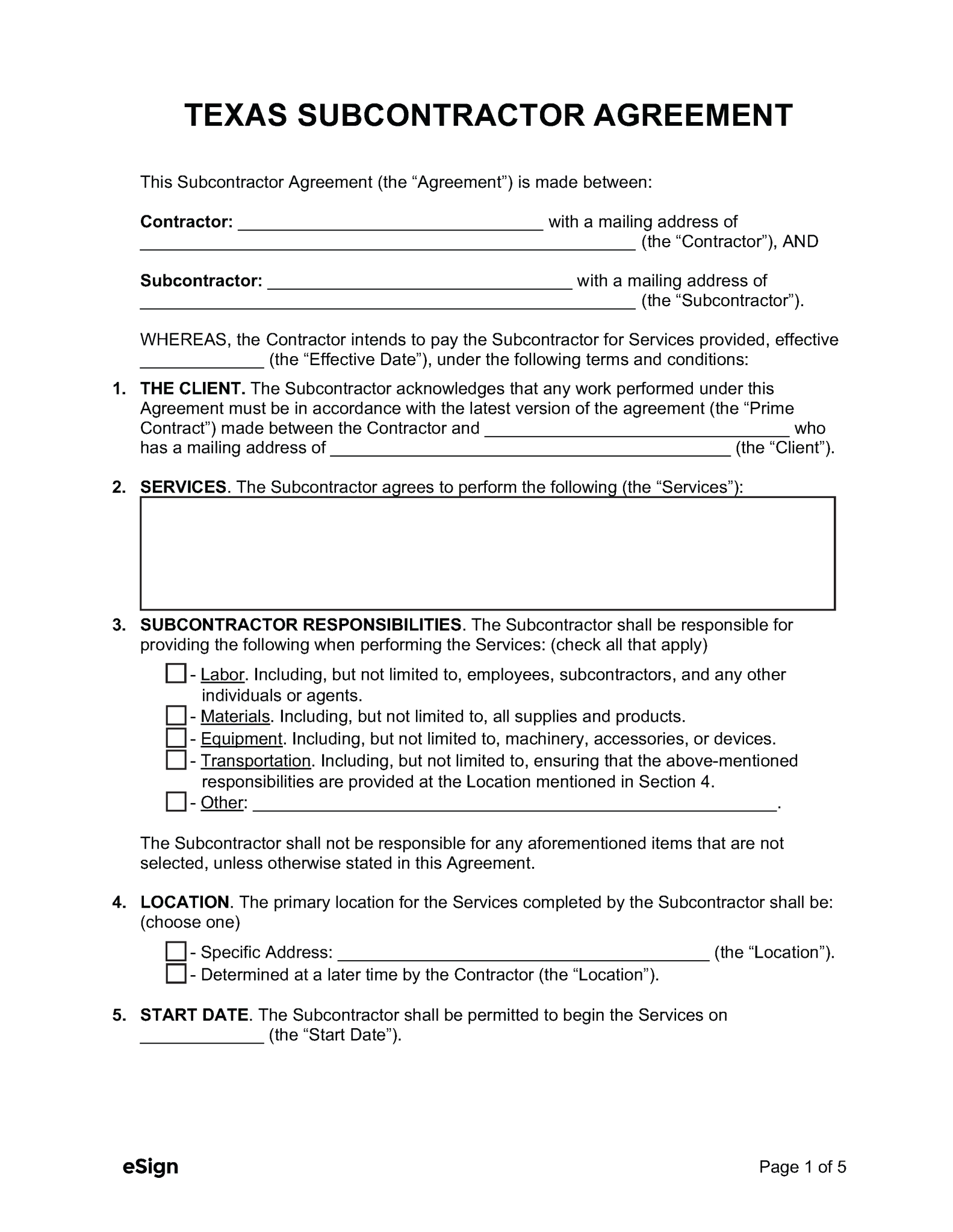 Free Texas Independent Contractor Agreement | PDF | Word