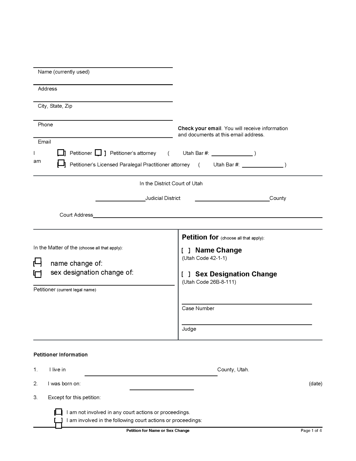 Free Utah Petition for Name Change | PDF