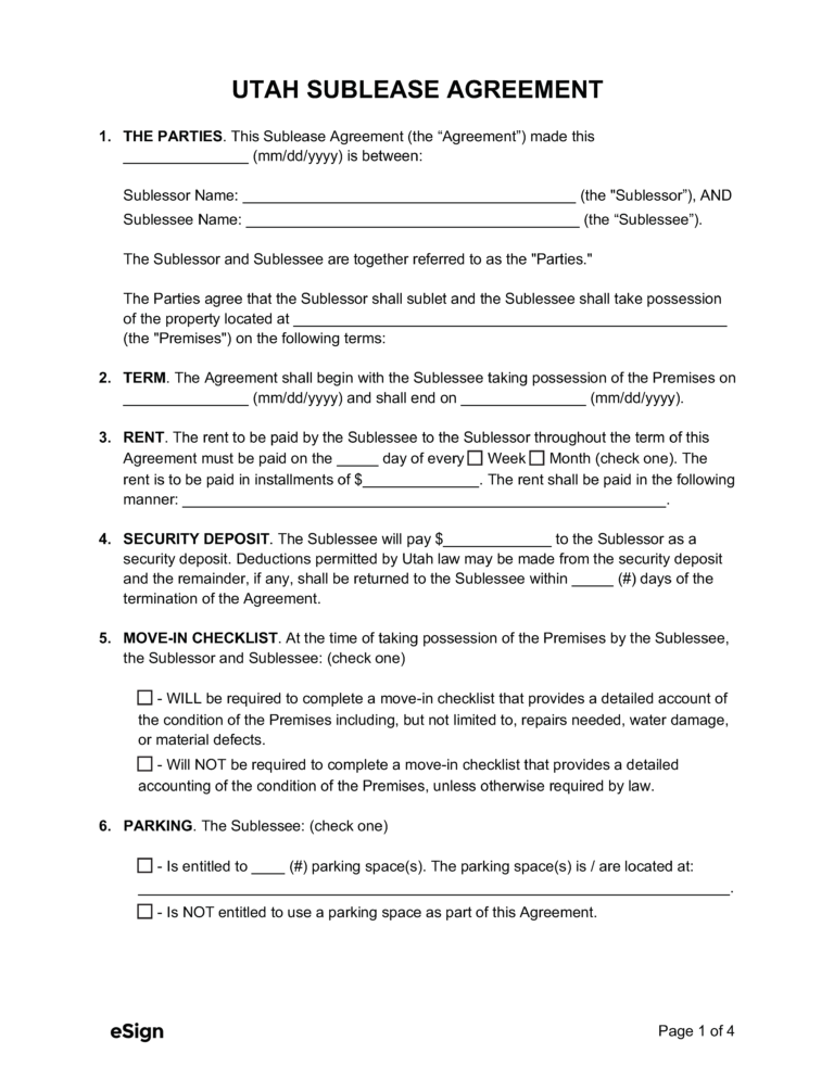 Free Utah Rental Lease Agreement Templates (6) | PDF | Word