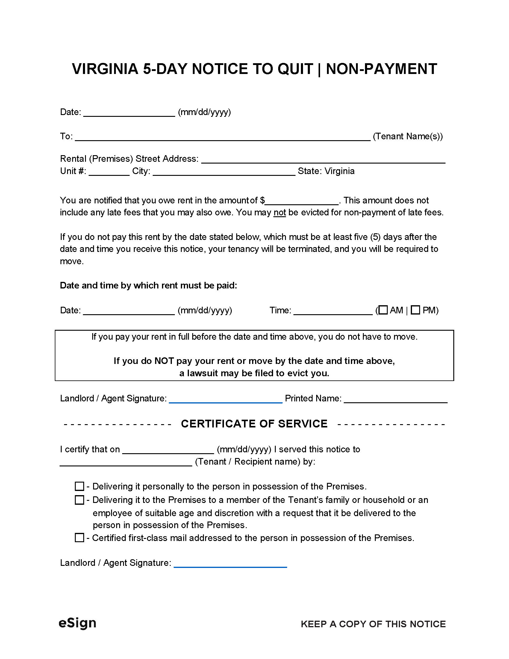 Free Virginia Eviction Notice Templates 4 PDF Word