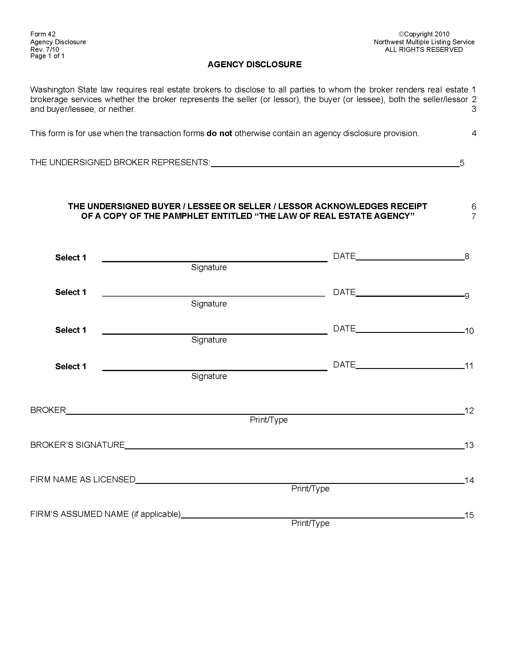 Free Washington Real Estate Listing Agreement - PDF | Word