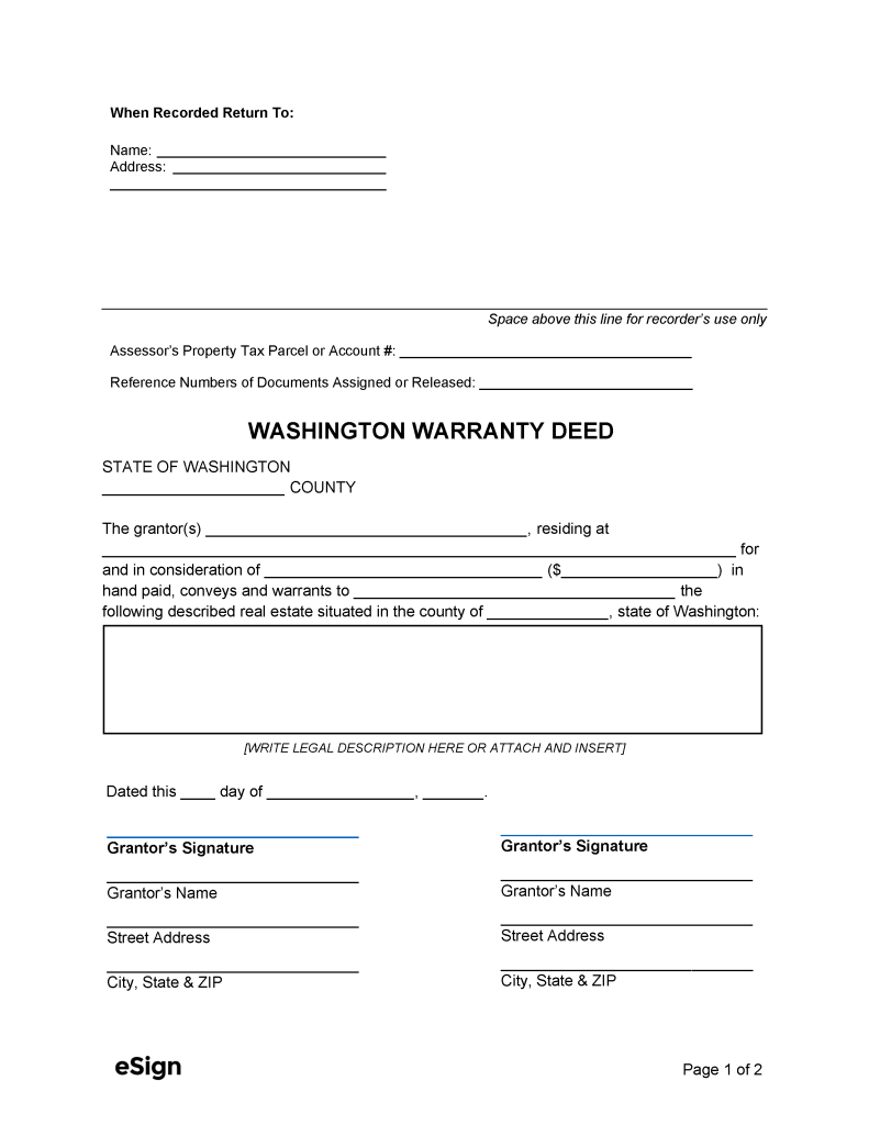 Free Washington Quitclaim Deed Form | PDF | Word
